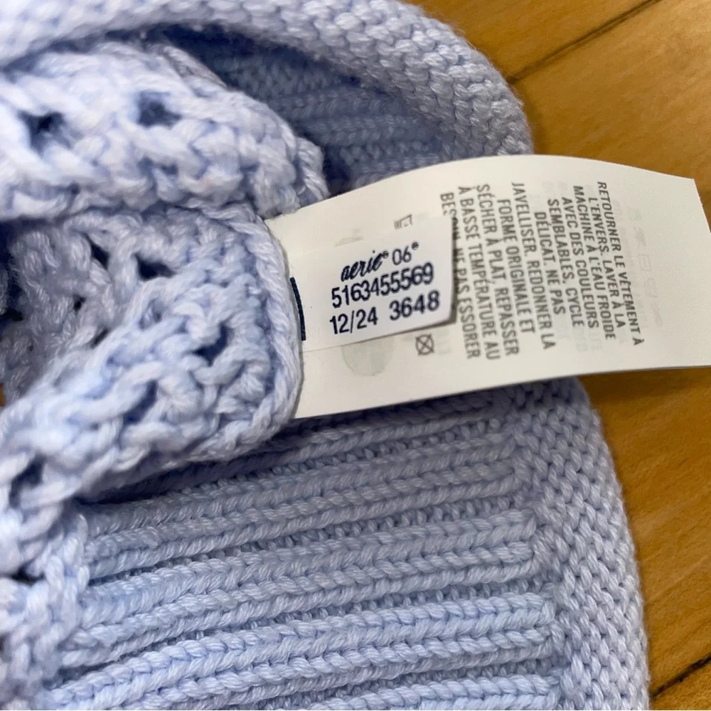 aerie | Sweaters | Aerie 224 Open Knit Crochet Sweater Quarter Zip Boxy ...
